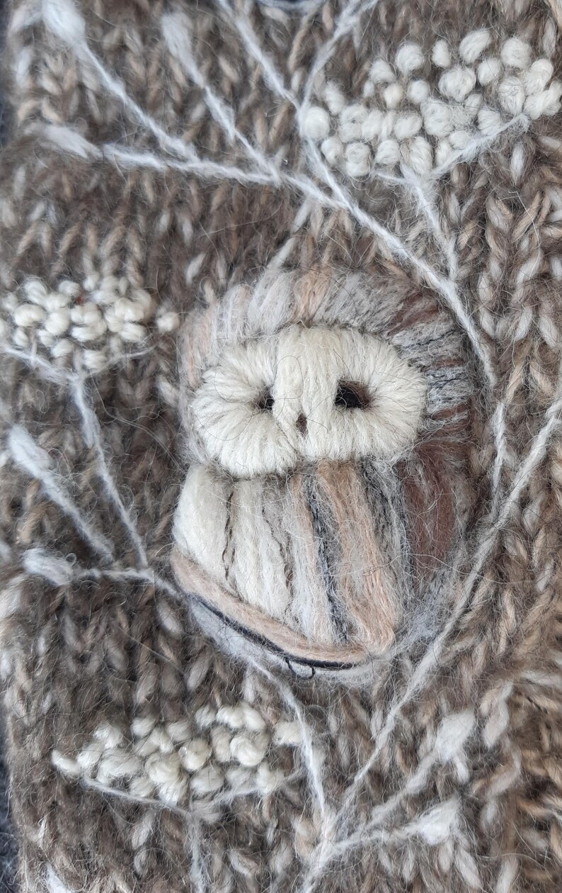 Hand Knitted Wool Mittens With Embroidery Owl,knitted Gloves,winter ...