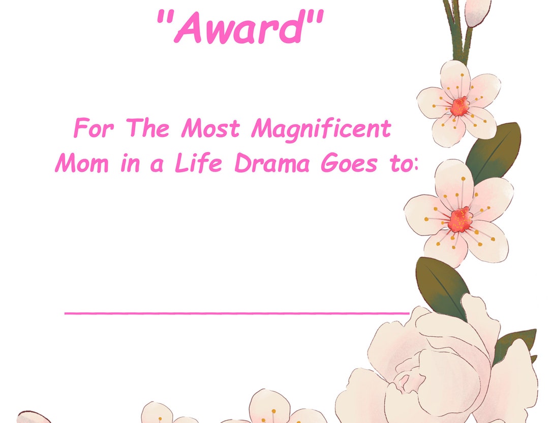 Pink Flower Magnificent Mom Award - Etsy