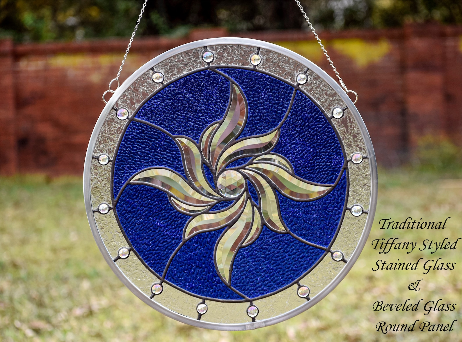 19.5 Inches Stained Glass & Pinwheel Designed Beveled Glass - Etsy
