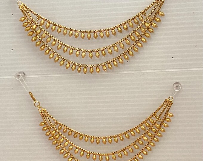 Gold Pearl Ear Chain,antique Finish Kaan Chains,padmavati/bahubali ...