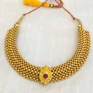 Kolhapuri Thushi Necklace Set,indian Traditional/wedding/ethnic Choker ...