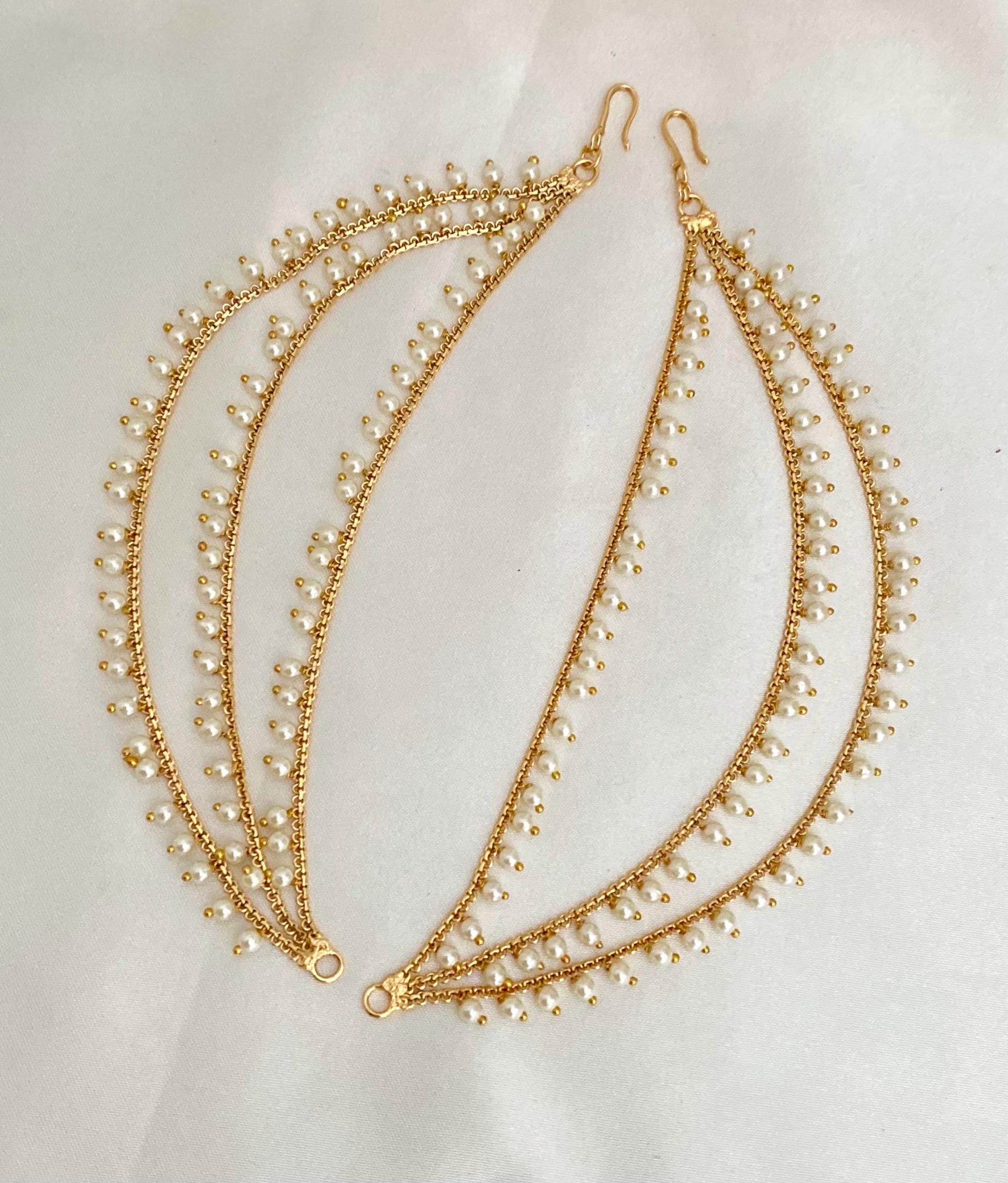 Pearl Ear Chain,kaan Chains,padmavati Style Ear Chain,indian Jewelry ...