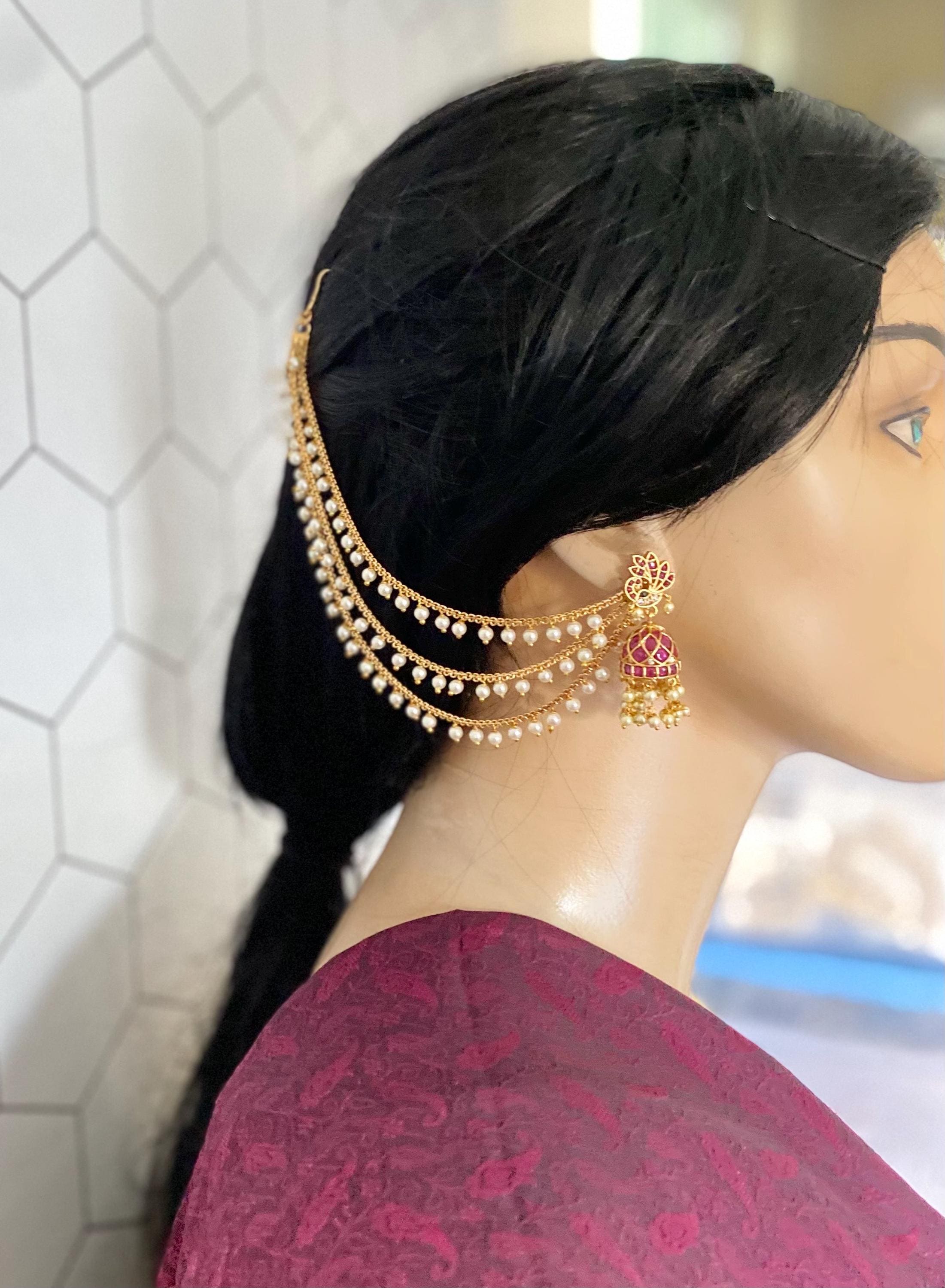 Pearl Ear Chain,kaan Chains,padmavati Style Ear Chain,indian Jewelry ...