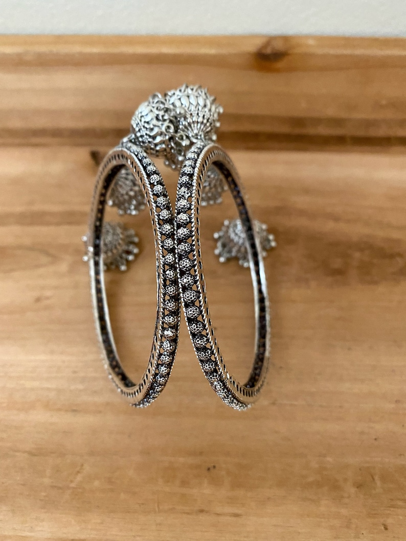 Oxidized Bangles With Jhumkaghungroo Bangles Jhumka - Etsy
