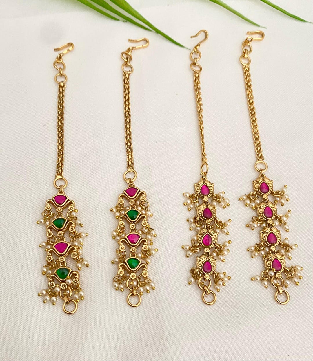 Gold Matte Finishing Ear Chain,champagne Color Stone Ear Chain ...