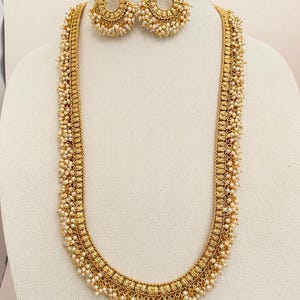 Gold Finish Kasu Mala,long/haram Pearl Clustered Necklace,traditional ...