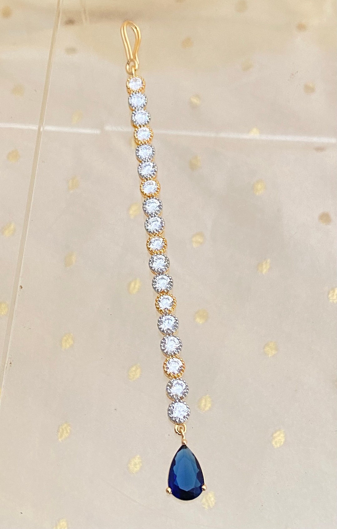 American Diamond Maang Ka Tikka, CZ Stone Gold Plated Tika,indian ...