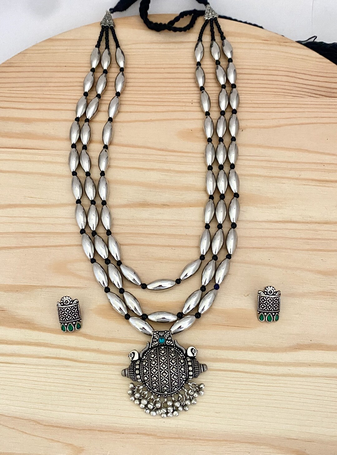 Kolhapuri Dholki/bormala Maharashtrian Silver Oxidized Long/haram ...