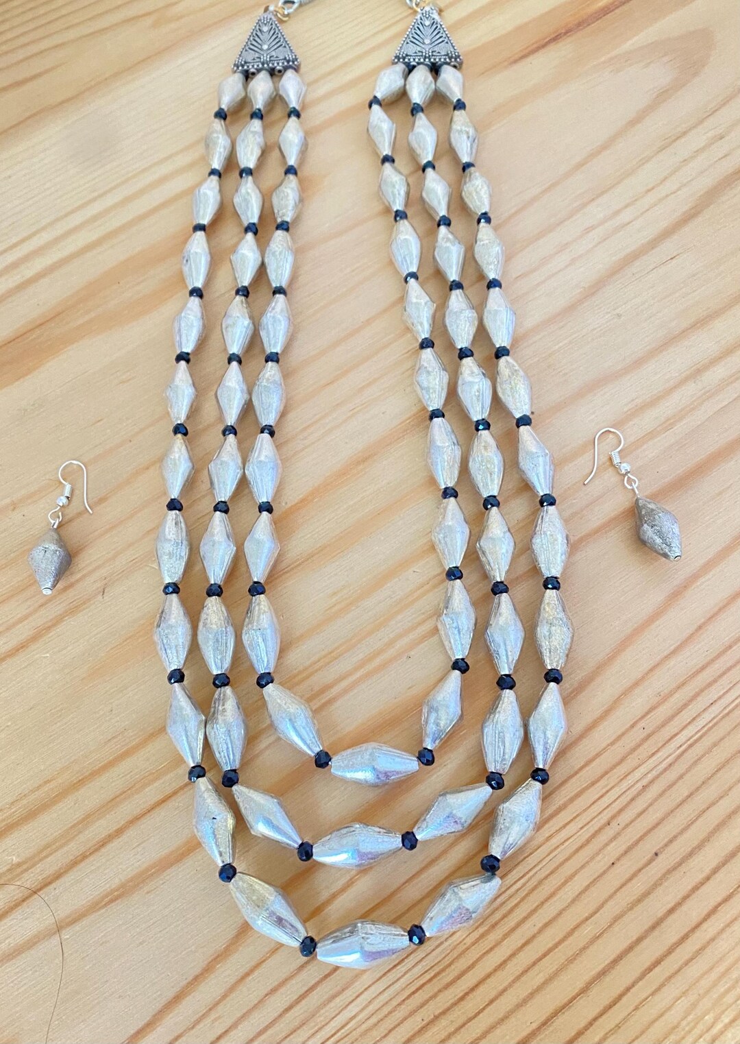 Dholki Beads Oxidized 3 Layer Necklace,traditional Maharashtrian ...