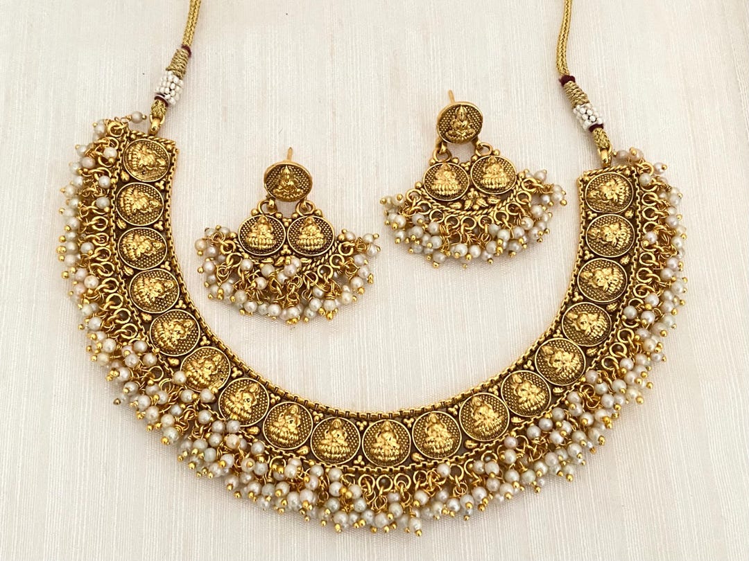 Gold Finish Kasu Mala,antique Finish Guttupasalu Necklace Set ...