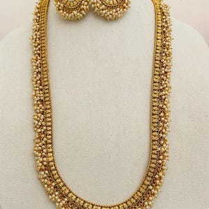 Gold Finish Kasu Mala,long/haram Pearl Clustered Necklace,traditional ...