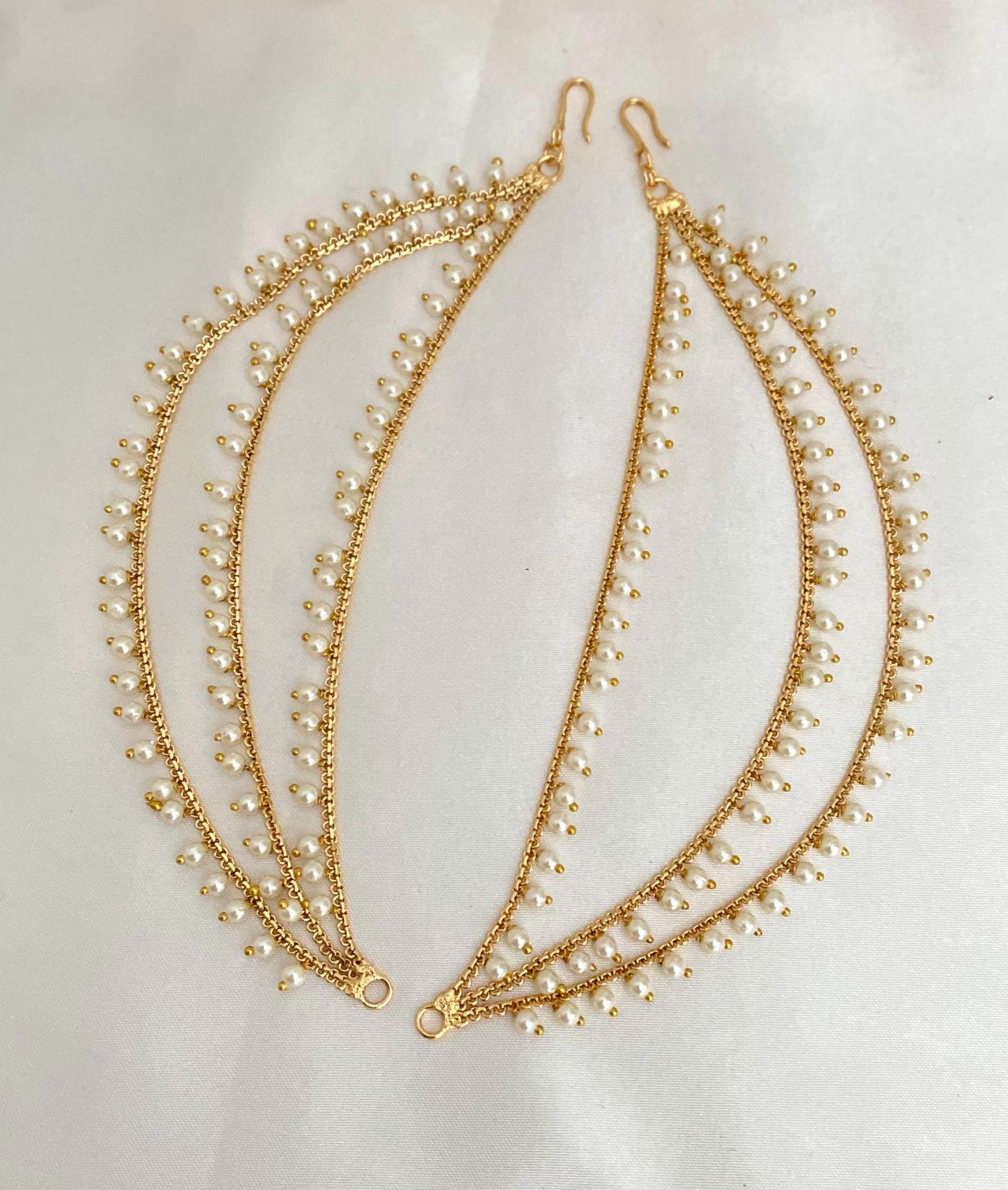 Pearl Ear Chain,kaan Chains,padmavati Style Ear Chain,indian Jewelry ...