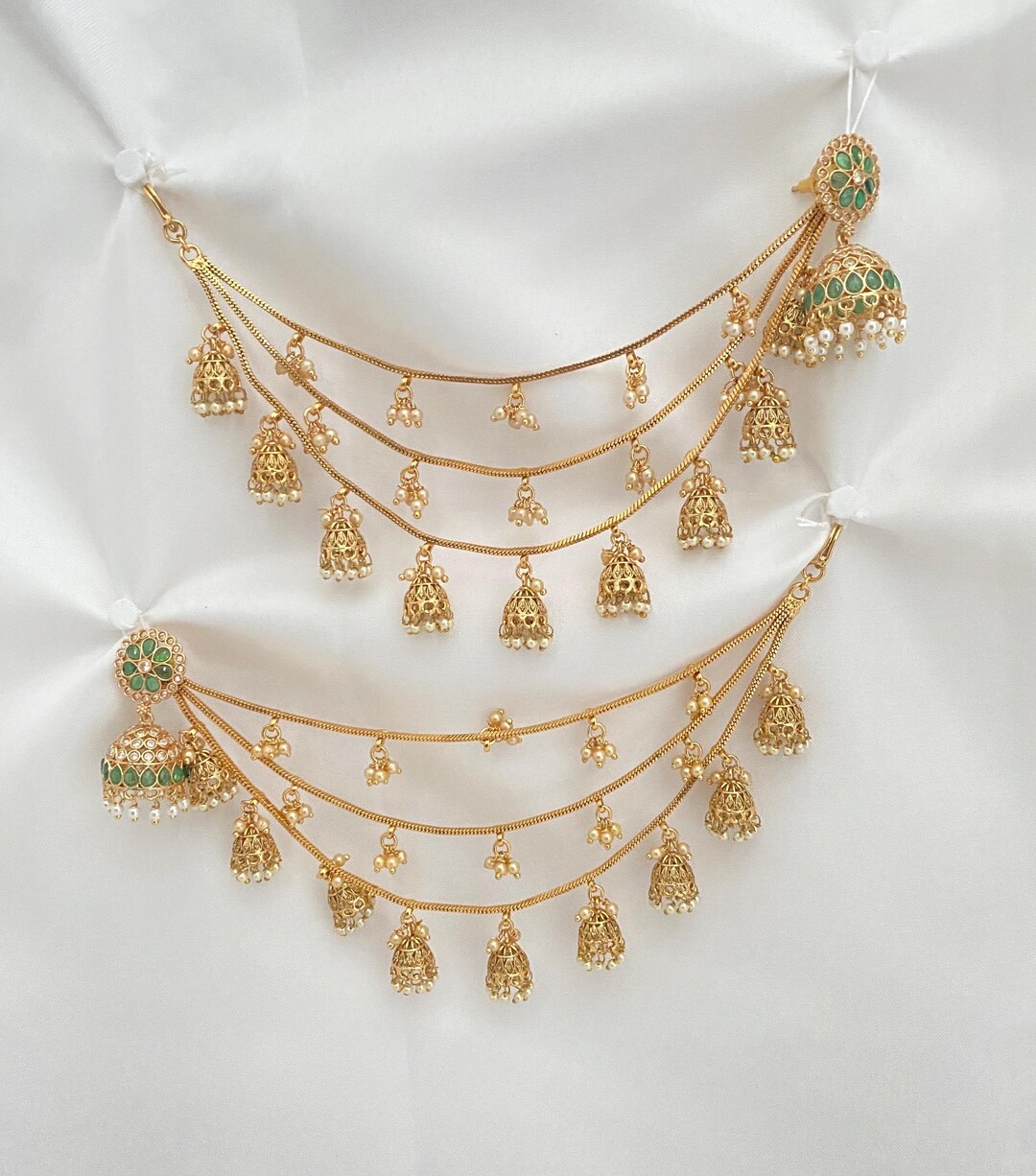 Gold Pearl Ear Chain,antique Finish Kaan Chains,padmavati/bahubali ...