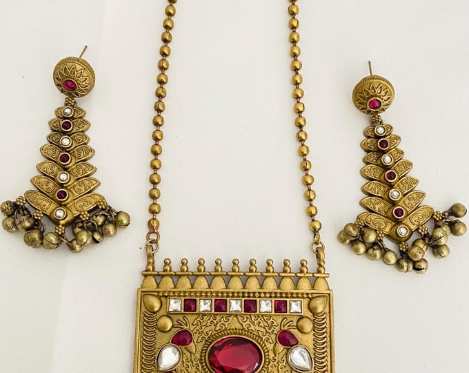 Antique Gold Long Necklace Rani Haar Kundan Polki Long Set Kundan Long ...