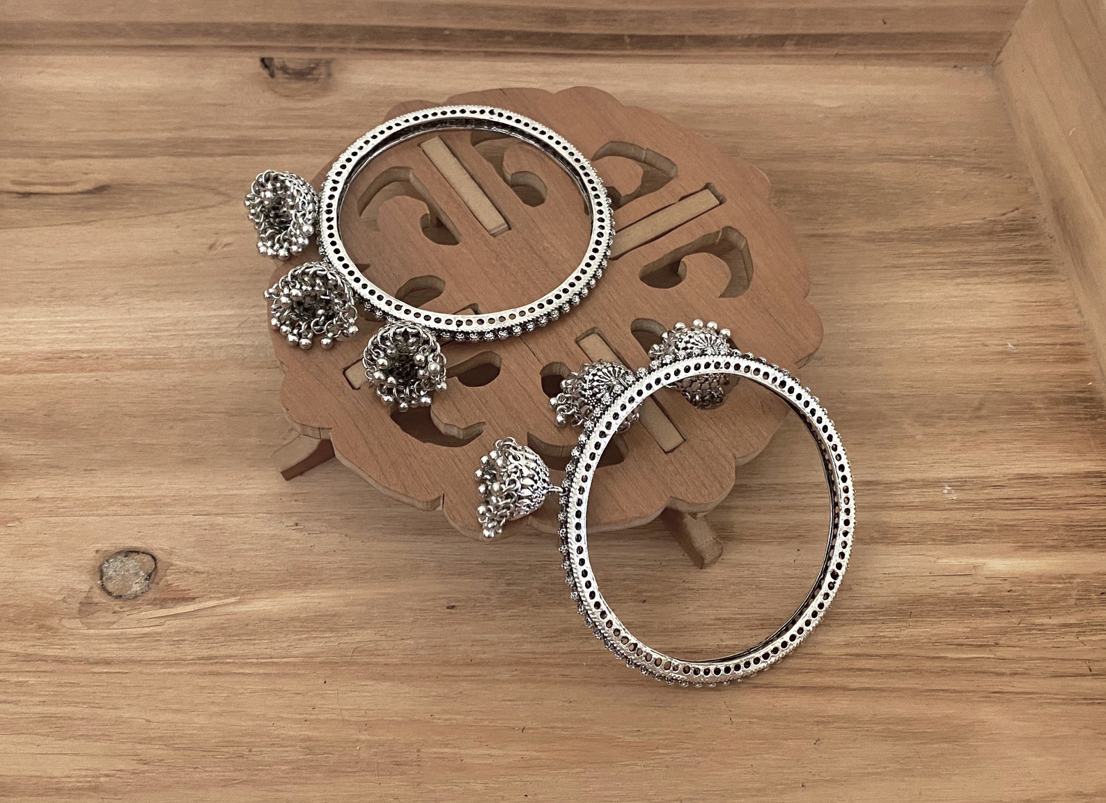 Oxidized Bangles With Jhumkaghungroo Bangles Jhumka - Etsy