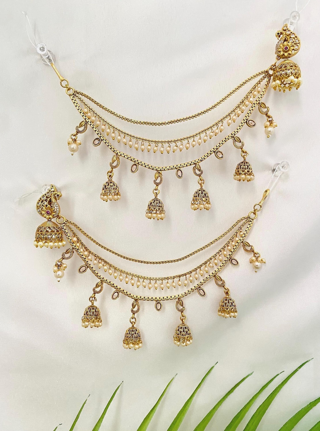 Gold Ear Chain,antique Finish Kaan Chains,padmavati/bahubali Style ...