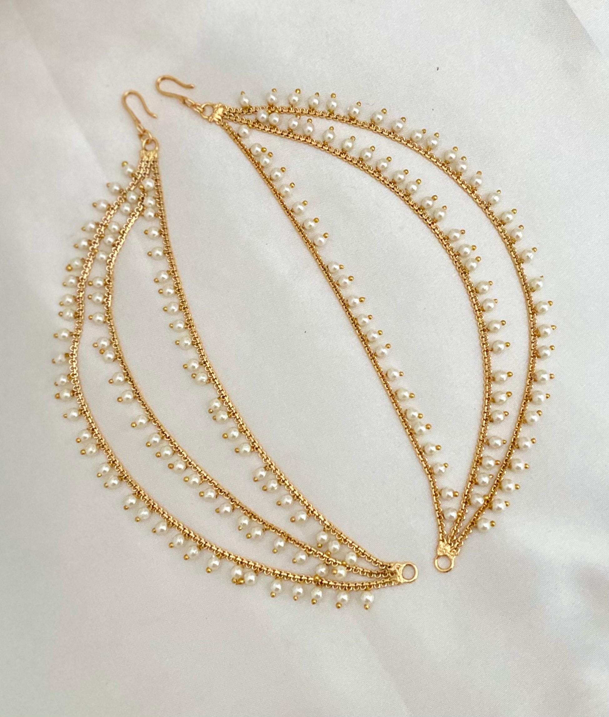 Pearl Ear Chain,kaan Chains,padmavati Style Ear Chain,indian Jewelry ...