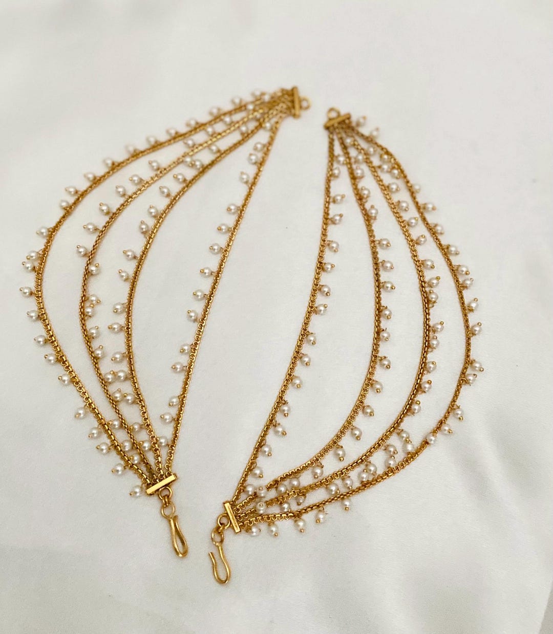 Pearl Ear Chain,kaan Chains,padmavati Style 4-layer Moti Chain,indian ...