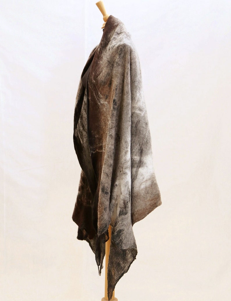Unisex Ruana, Handmade Wool Felt RUANA in Beige, Brown and Black. - Etsy