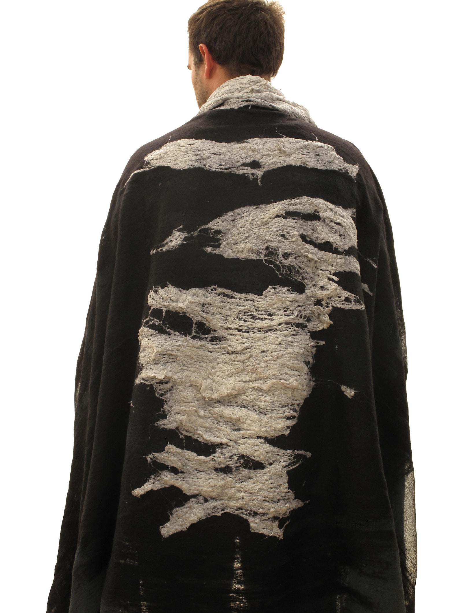 BURNING MAN RUANA for Men, Festival Wrap, Scarf, Shawl, Poncho, Black ...