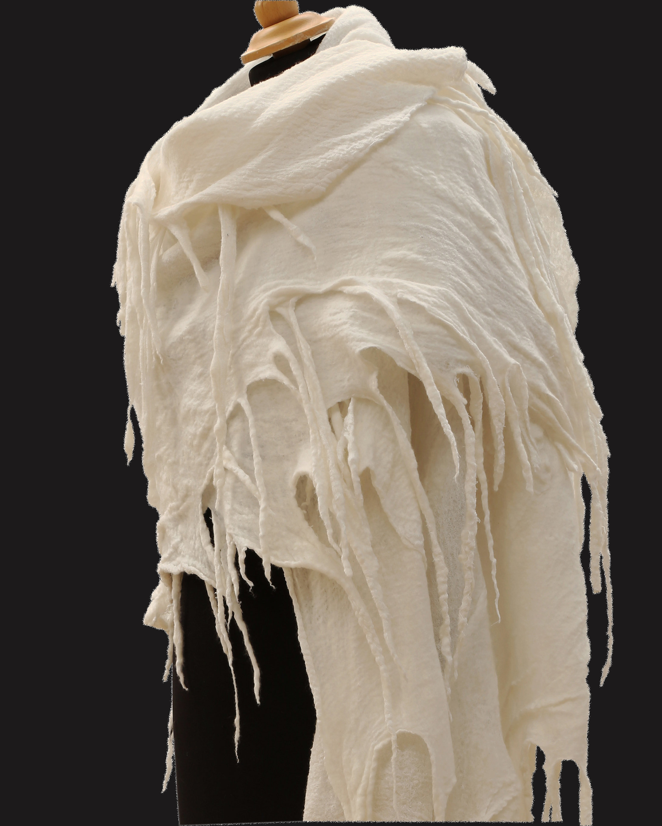 Felted Shawl White Boho Fringe Shawl Handmade Extra Fine - Etsy