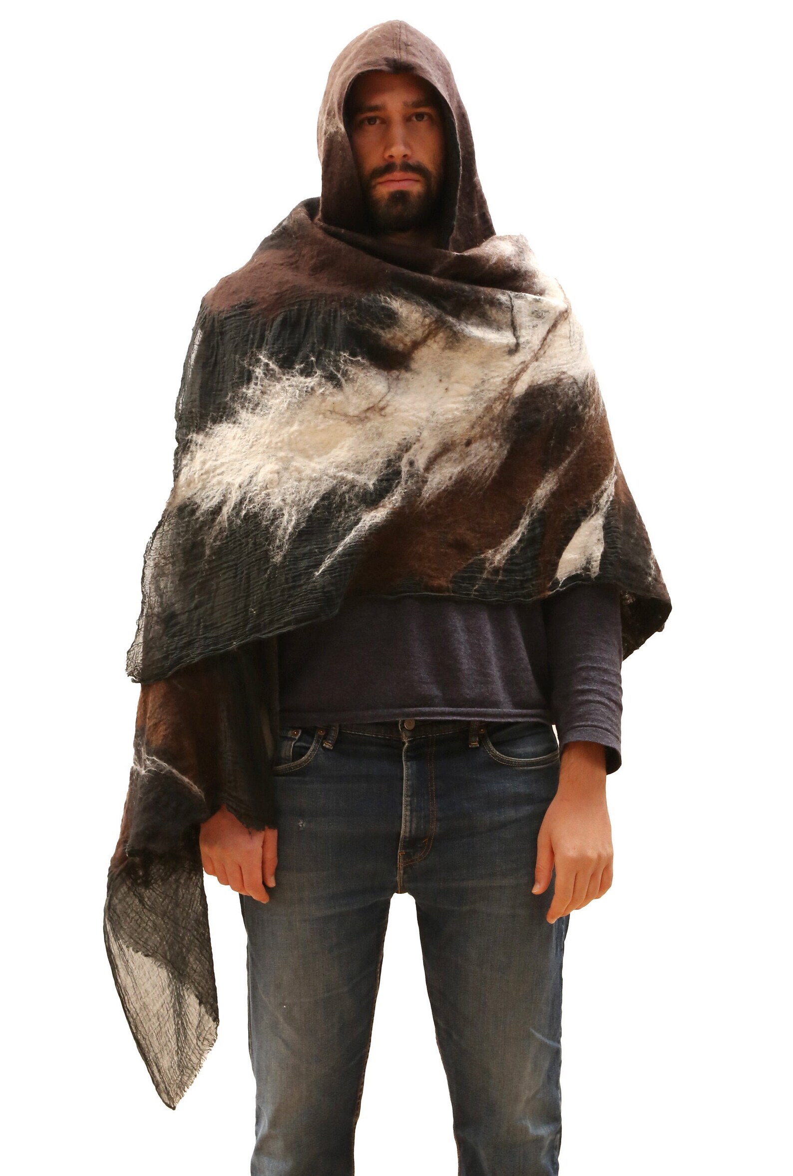 Pagan Poncho/ Wrap/ Scarf/ Shawl for Men, Earthy Men Hooded Scarf Wrap ...