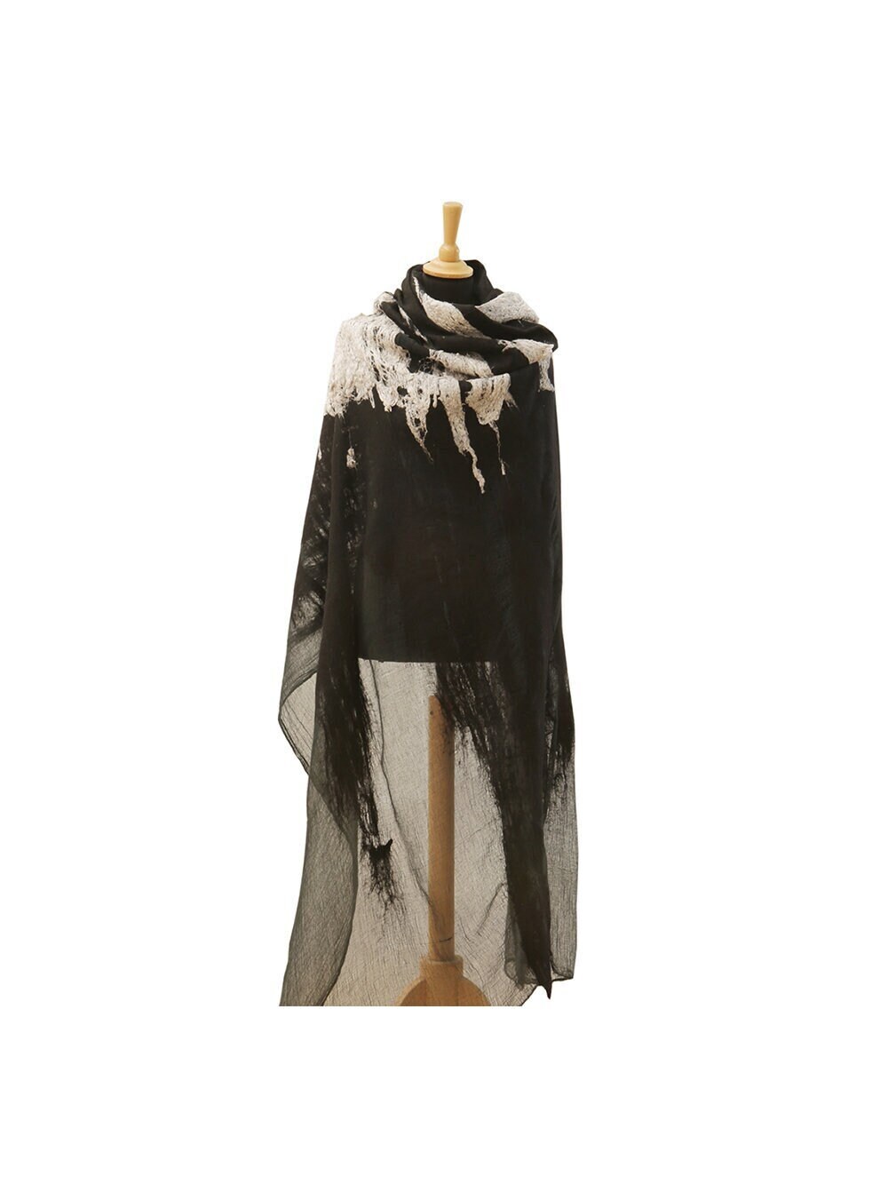 RAW Silk SHAWL, Ruana, Wrap, Nuno Felt Huge Handmade Black and White ...