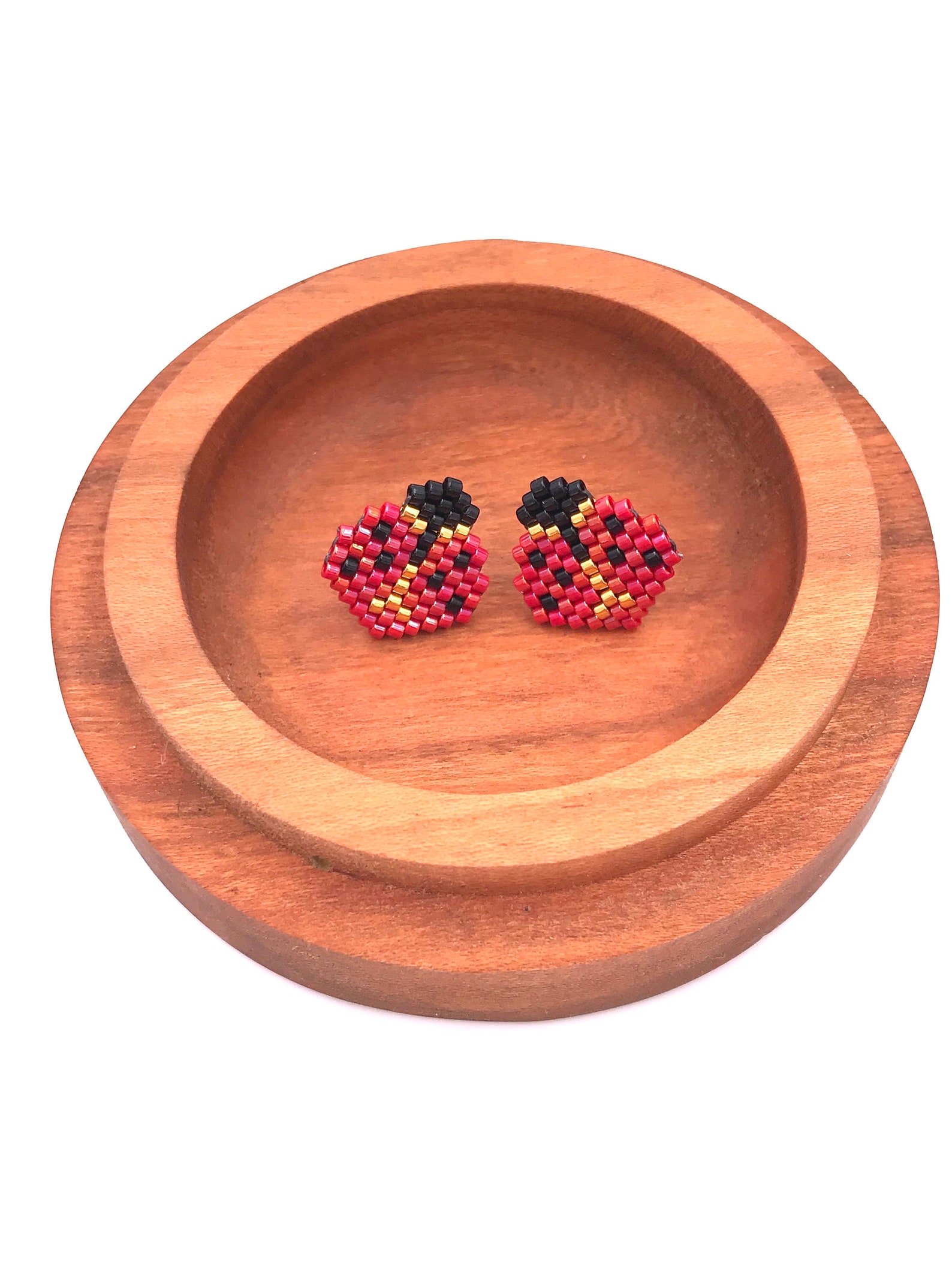 Ladybug Beaded Stud Earrings Etsy ladybug-beaded-stud-earrings-etsy