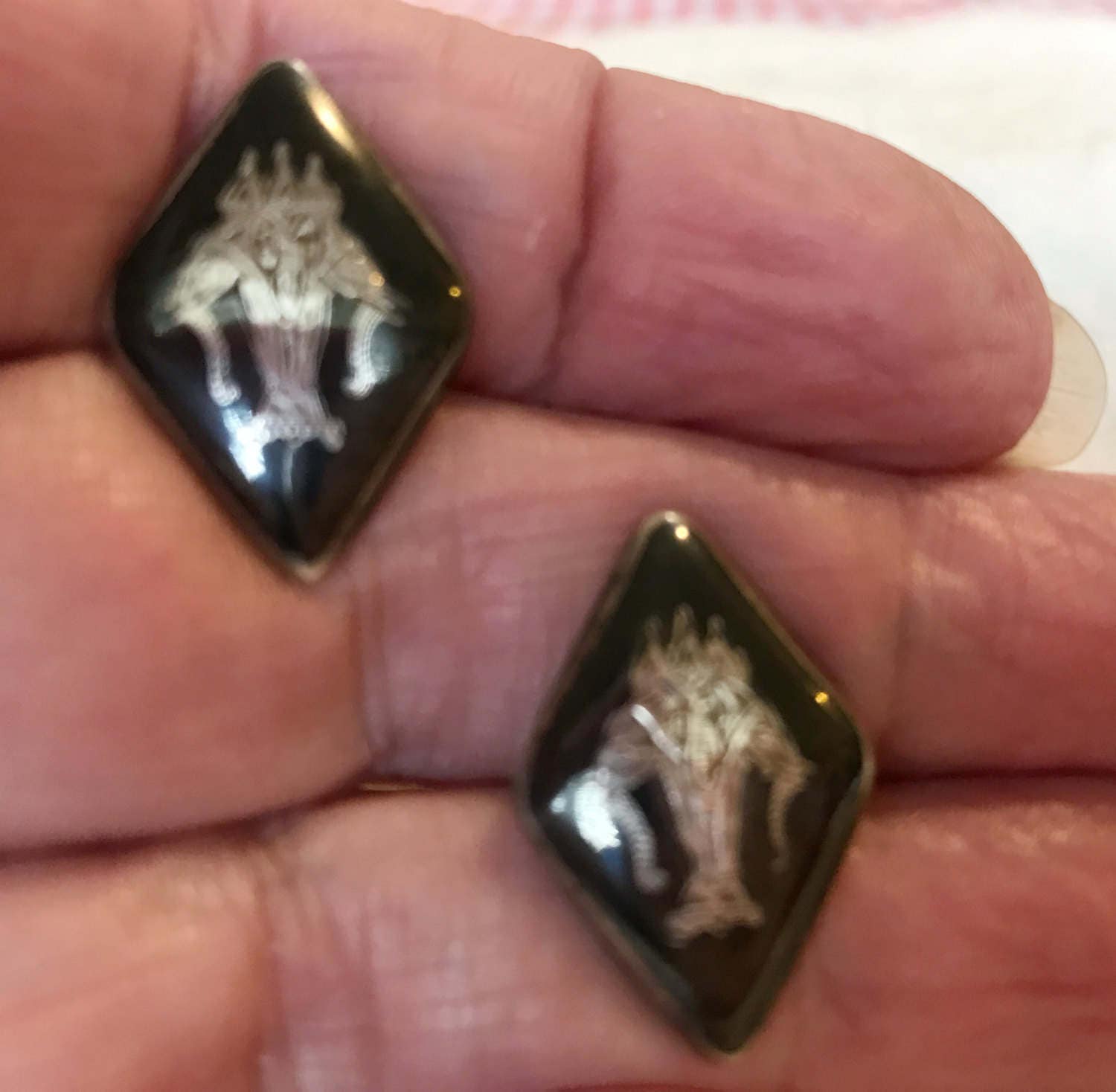 Sterling Silver Siam Cufflinks, Niello Cufflinks, 3 Headed Elephant ...