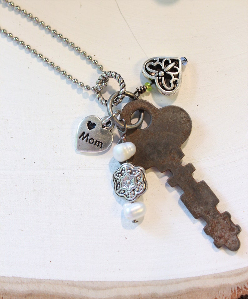 CUSTOMIZABLE Skeleton Key KEY to Her HEART Necklace w/ | Etsy