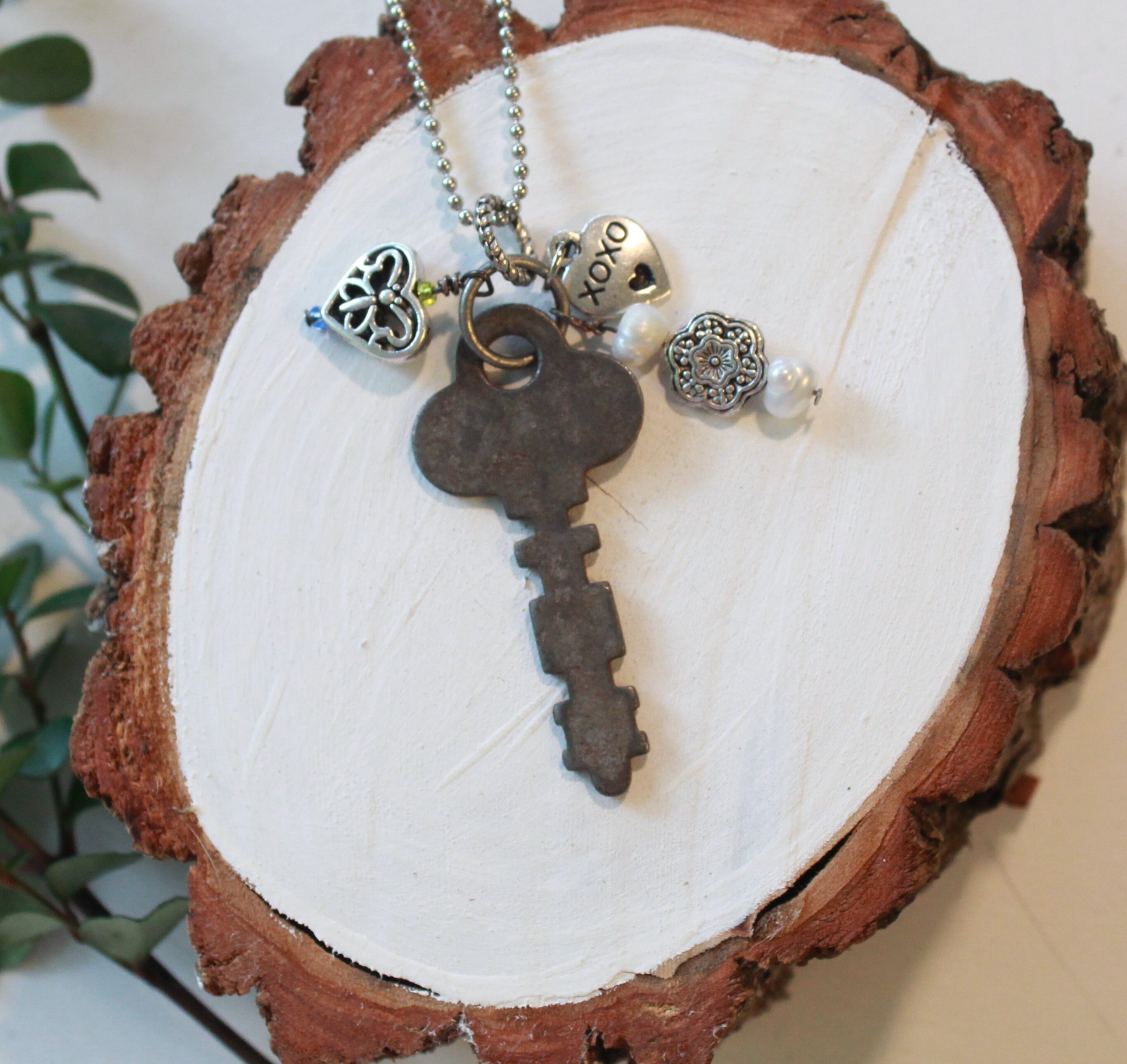 CUSTOMIZABLE Skeleton Key KEY to Her HEART Necklace w/ | Etsy