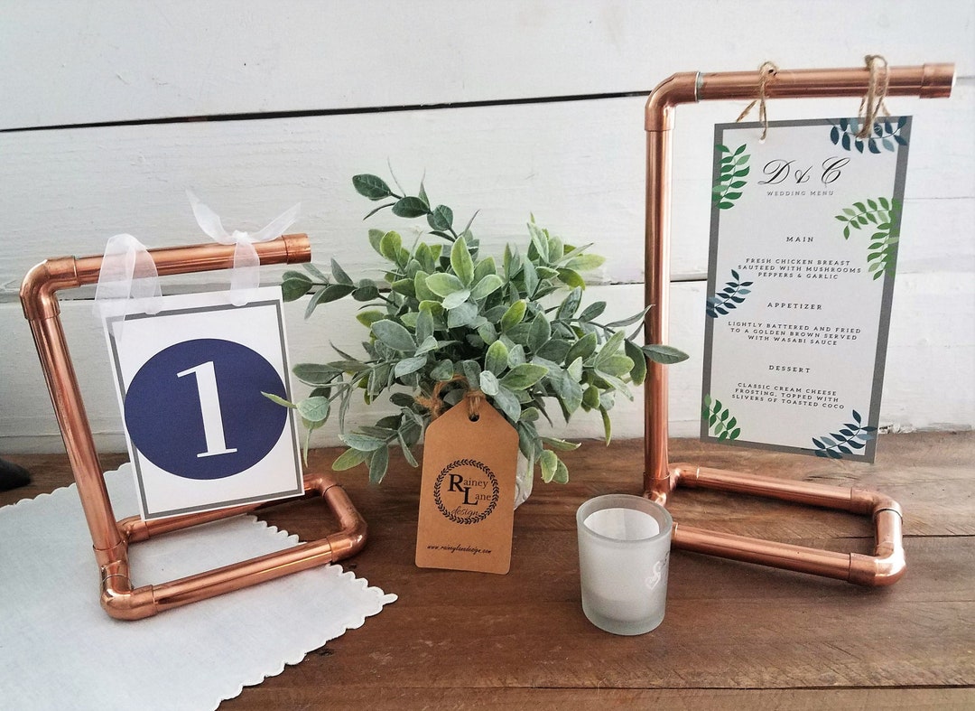 10pk. COPPER TABLE NUMBER Stand/display • Rectangle Base - Short ...