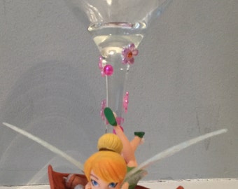 Tinkerbell Glass Tinker bell Wine Glass fairy wine glass | Etsy