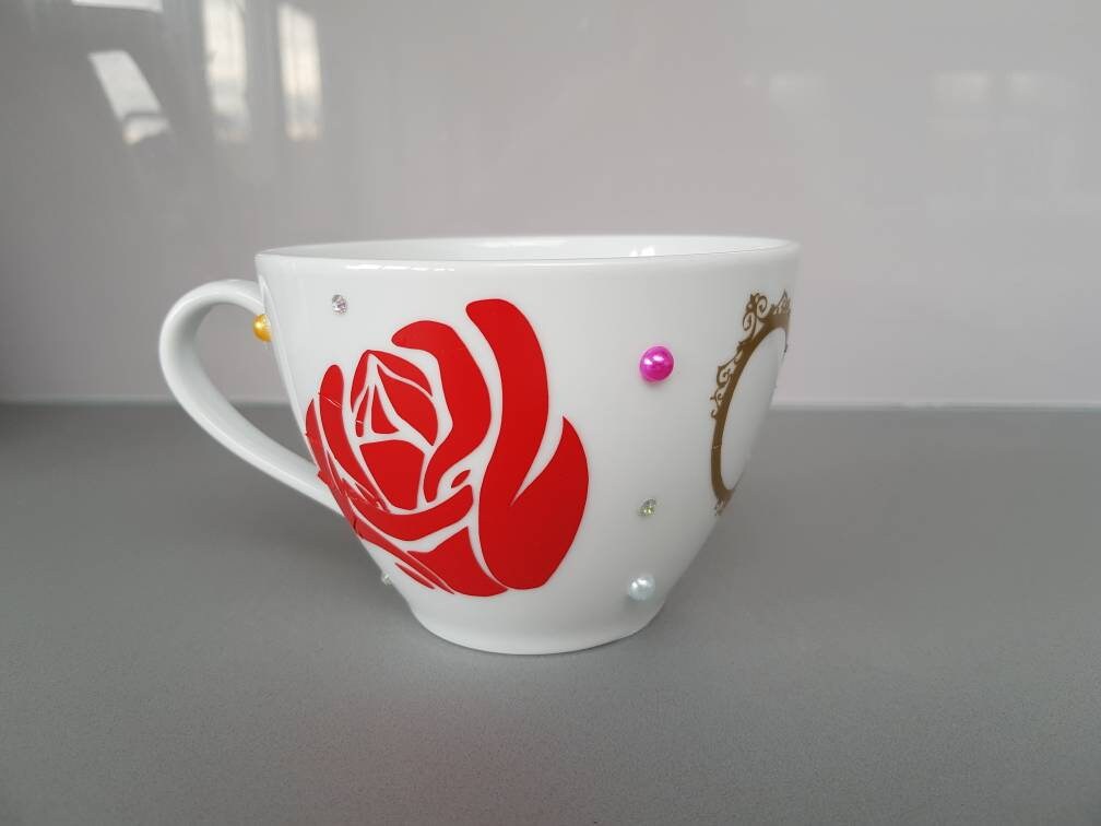 Personalised Disney Belle Tea Cup & Saucer, Beauty and the Beast Tea ...