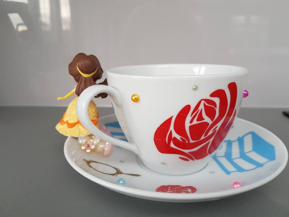 Personalised Disney Belle Tea cup & saucer Beauty and The | Etsy