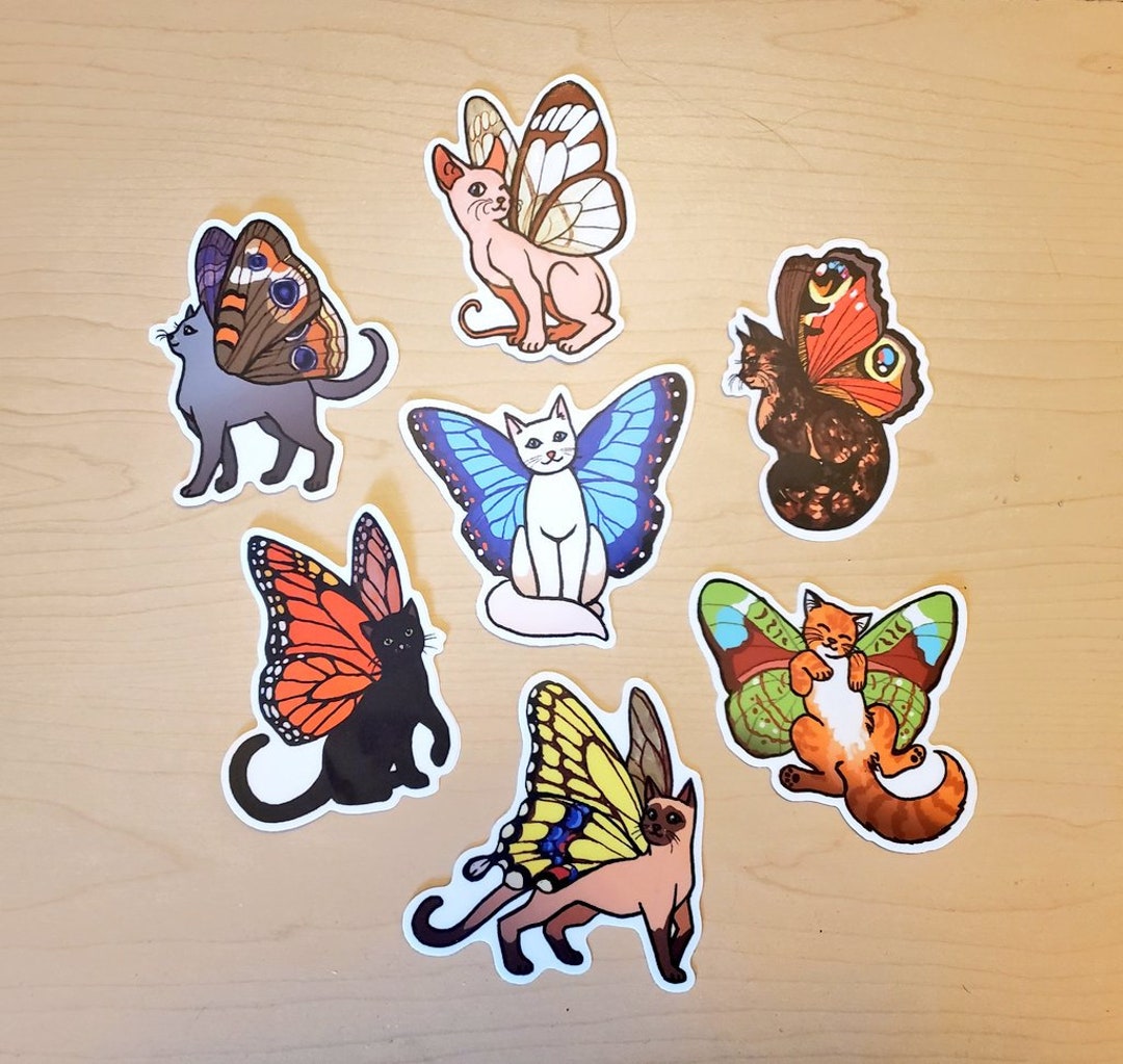 Fluttercat Vinyl Stickers - Etsy