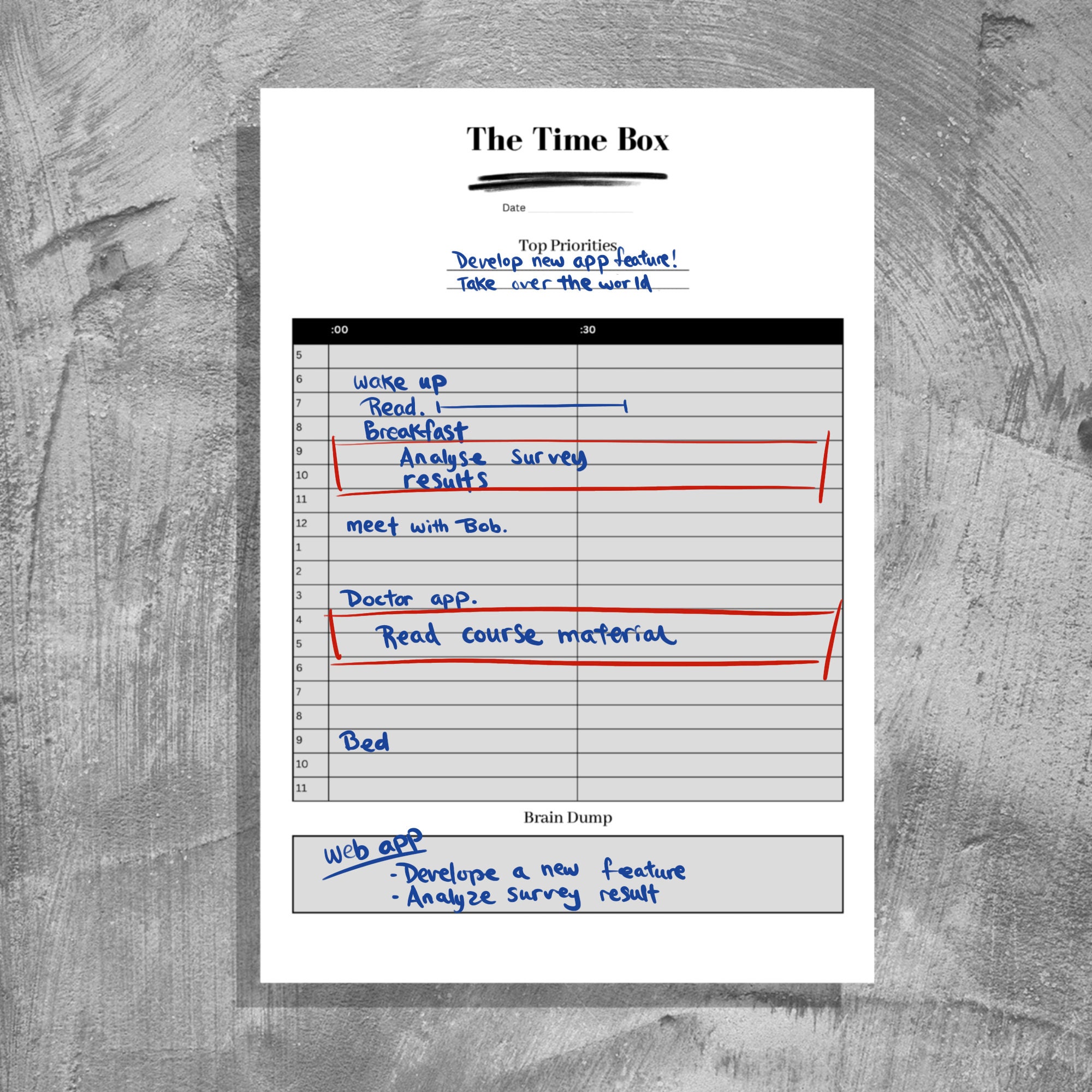 Daily Timebox Planner | Printable PDF Template | To-do List | Time ...