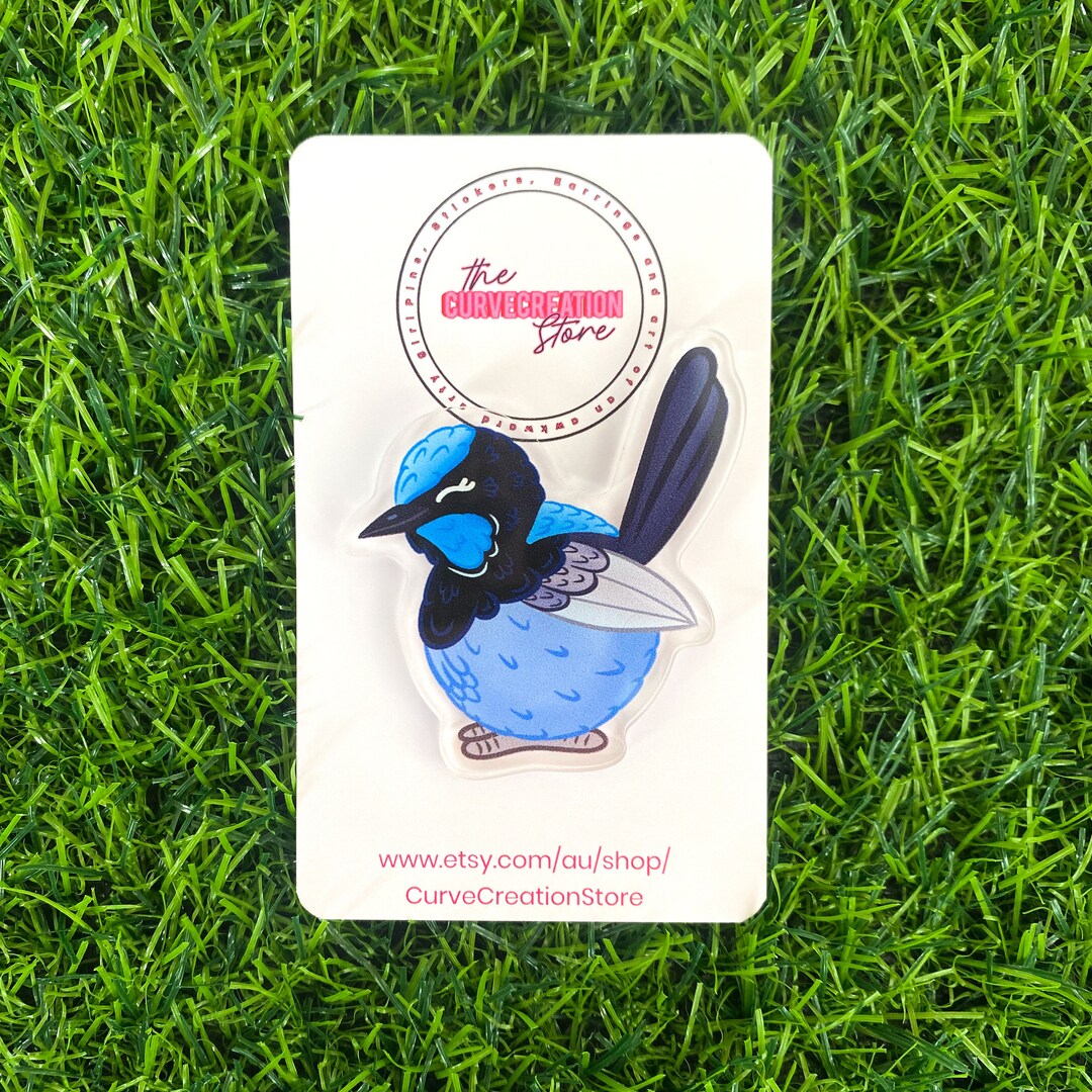 Fairy Wren Chunky Round Australian Bird Acrylic Pin - Etsy