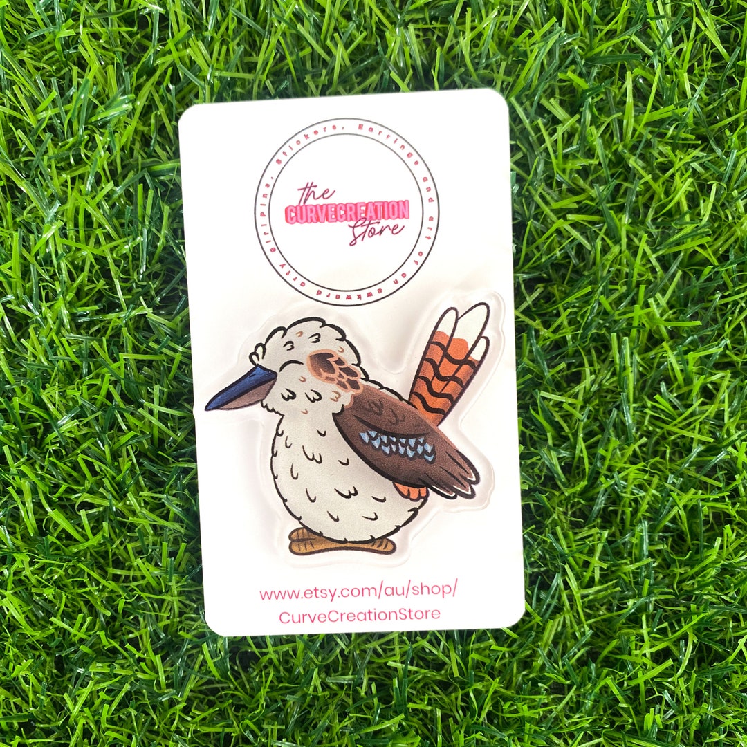 Kookaburra Chunky Round Australian Bird Acrylic Pin - Etsy