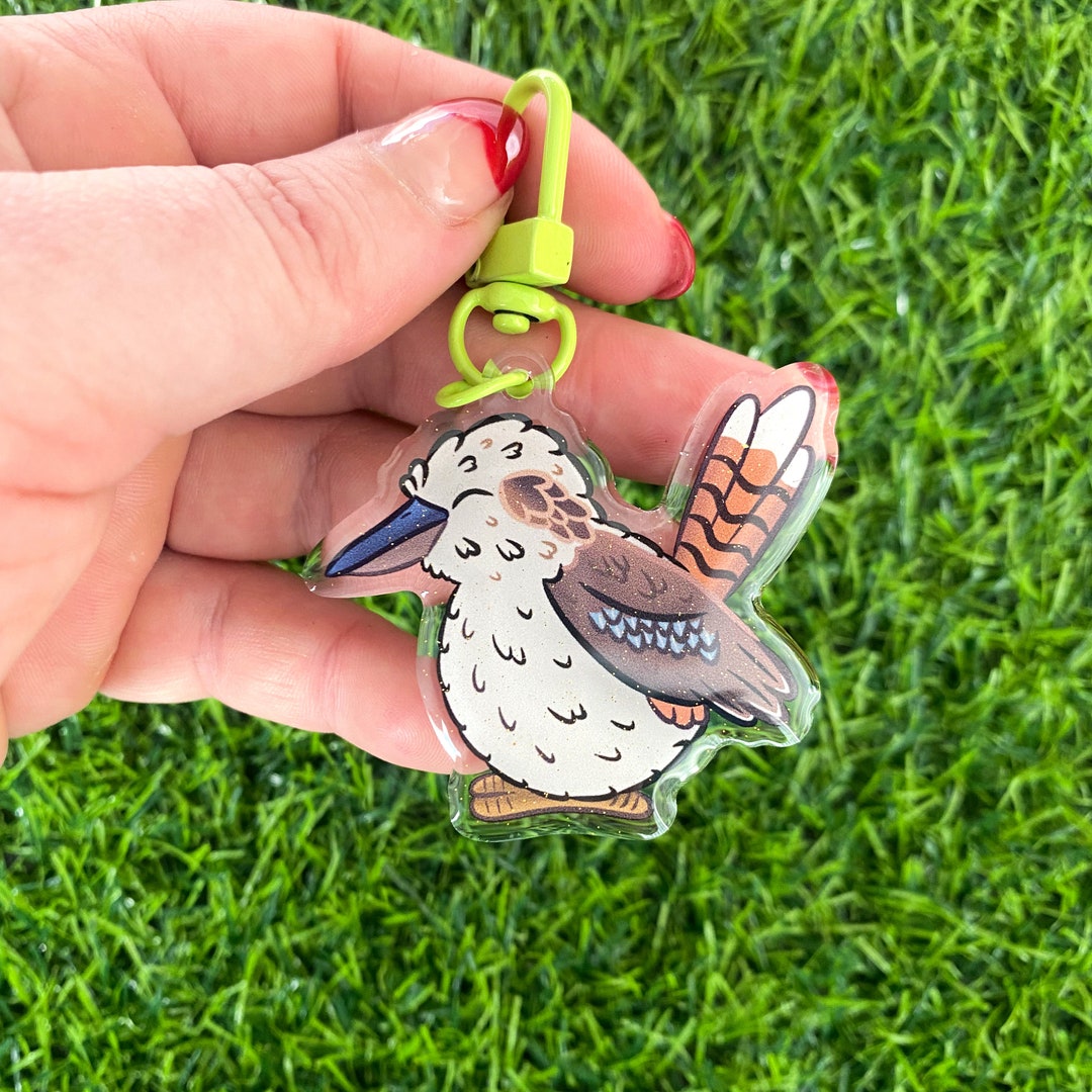 Kookaburra Chunky Round Australian Bird Acrylic Glitter Keychain - Etsy