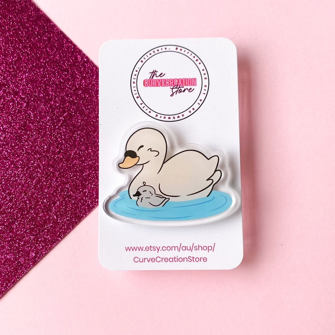 Serenity Swan and Baby Acrylic Pin - Etsy