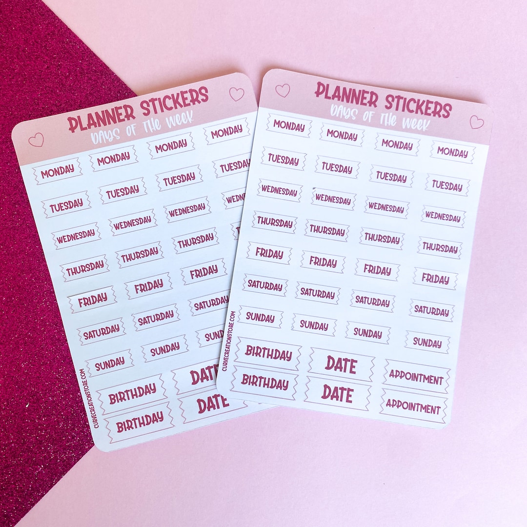 Days of the Week and Events Sticker Sheet Bullet Journal, Scrapbook ...