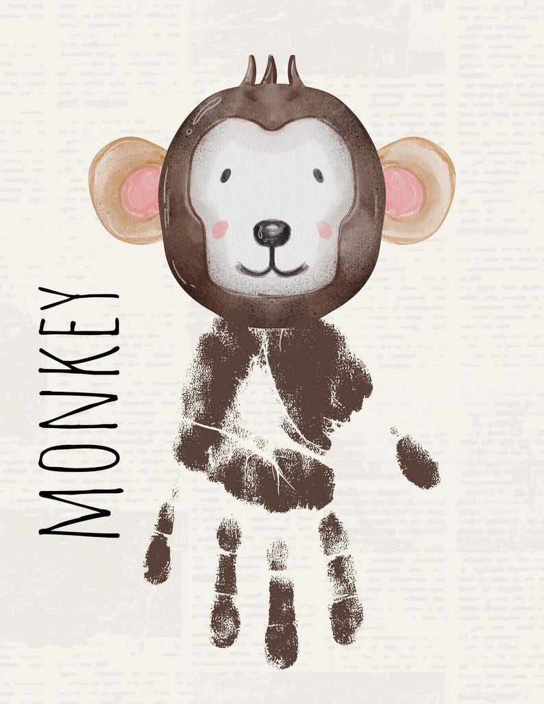 Animal Printable Handprint Craft | Zoo Animal Handprint Art | Kids DIY ...