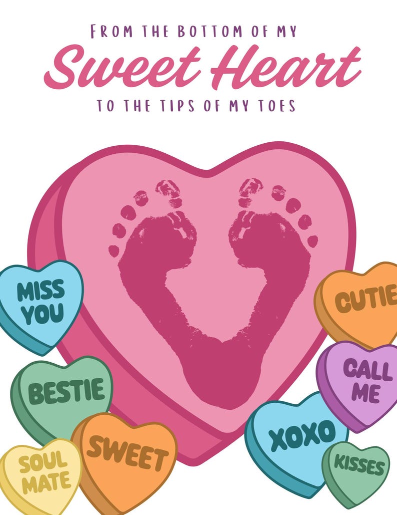 Valentine's Day Printable Footprint Craft | Sweet Heart Footprint Art ...
