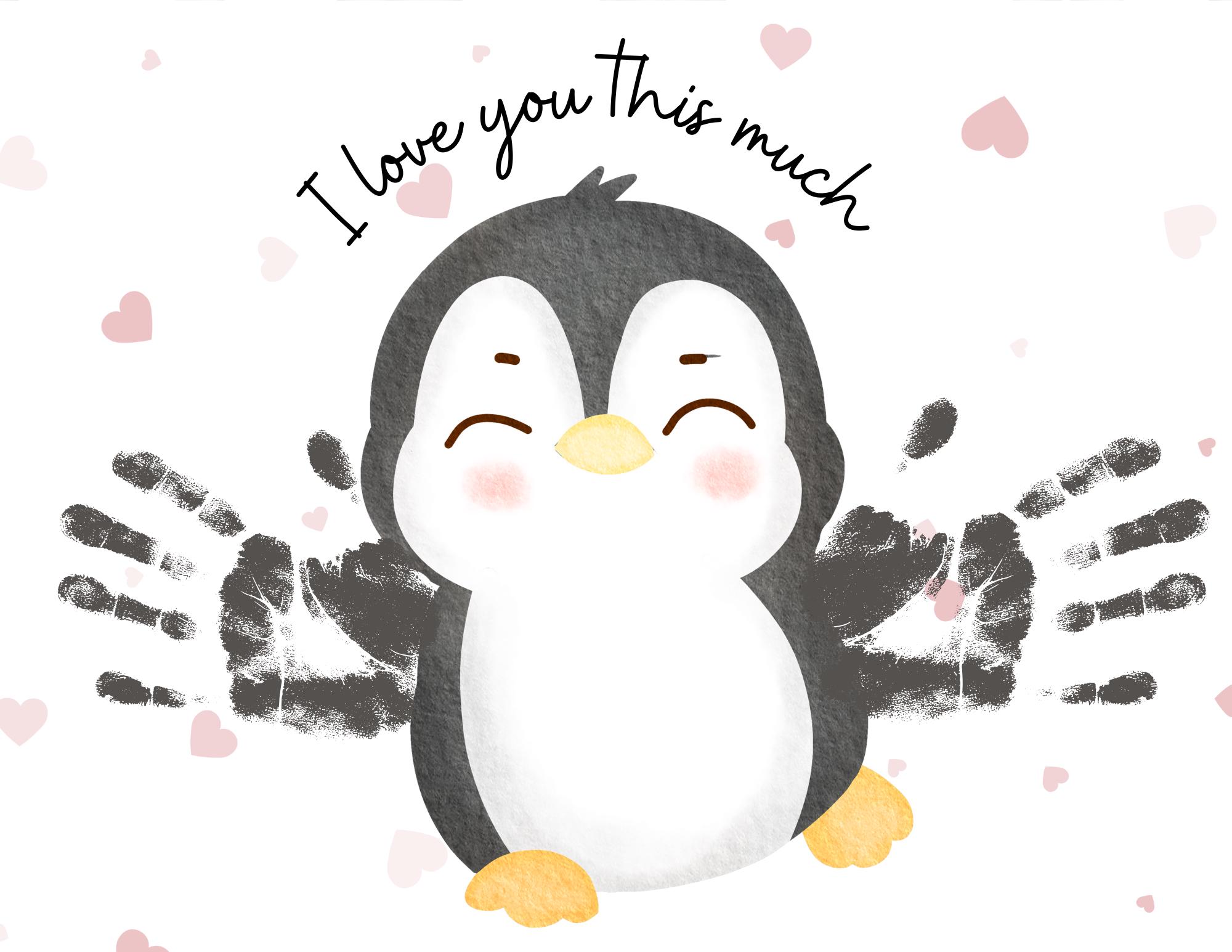 Valentine's Day Printable Handprint Craft | Penguin Handprint Art ...