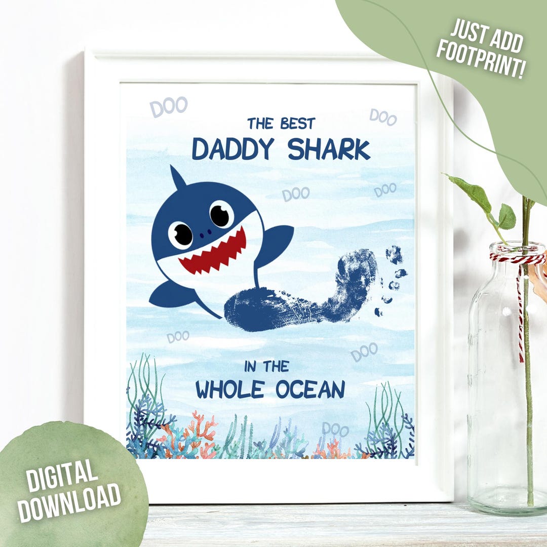 The Best Daddy Shark Footprint Art | Shark Footprint Art | Kids Craft ...