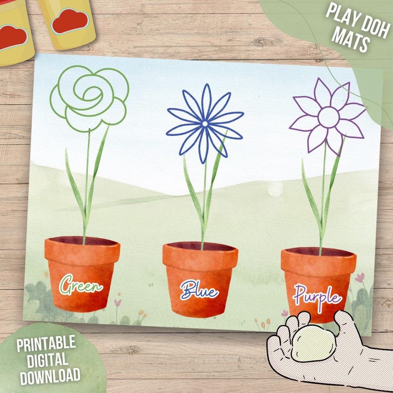 Flower Colors Play Dough Mats | Color Learning Playdough Mats ...