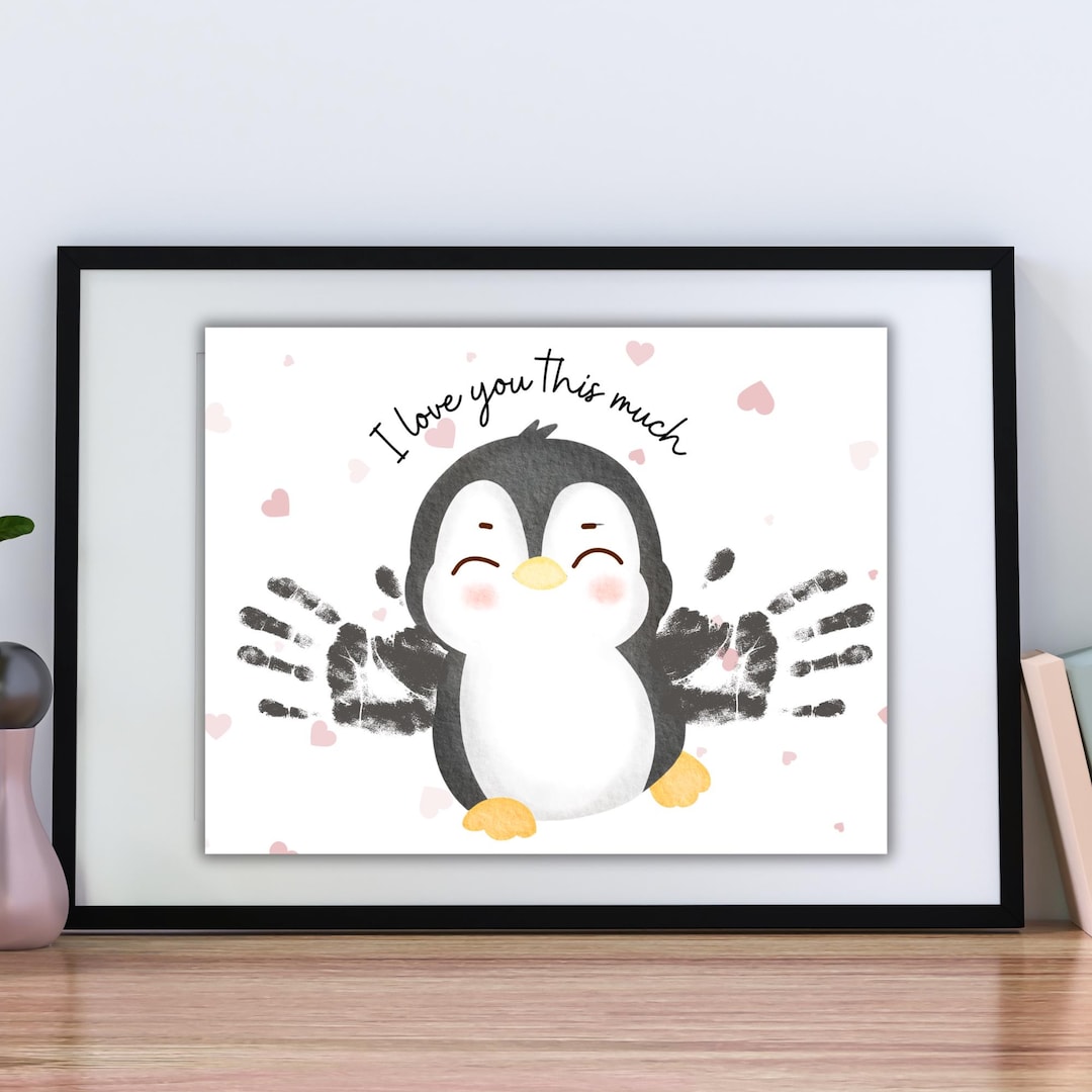 Valentine's Day Printable Handprint Craft | Penguin Handprint Art ...