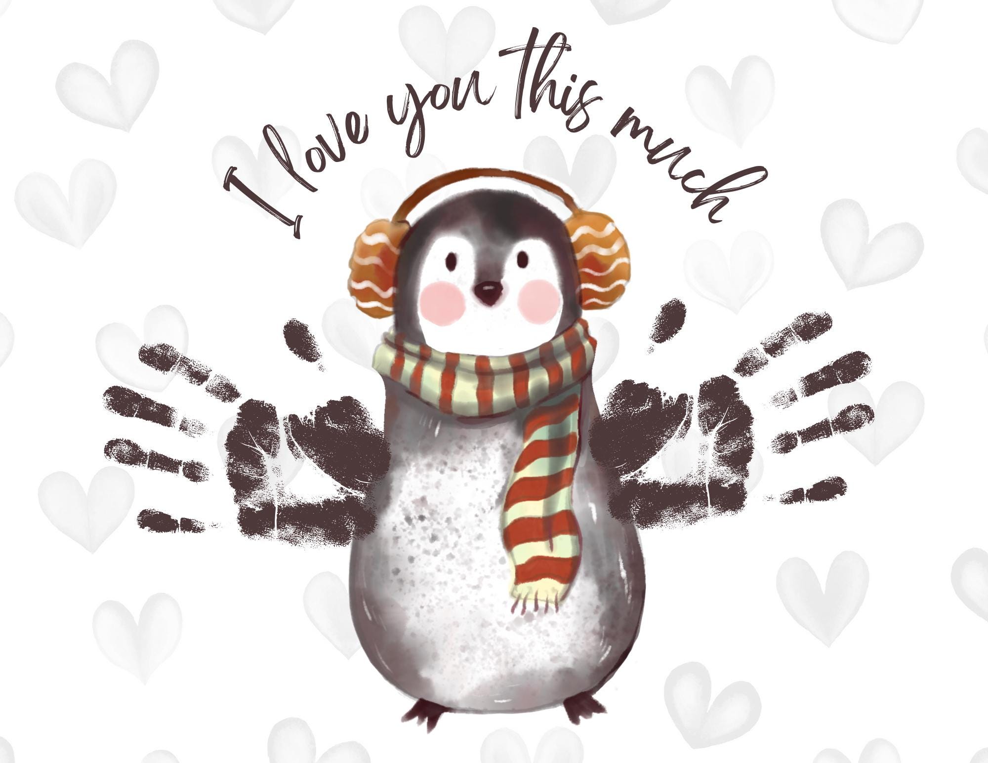 Valentine's Day Printable Handprint Craft | Penguin Handprint Art ...