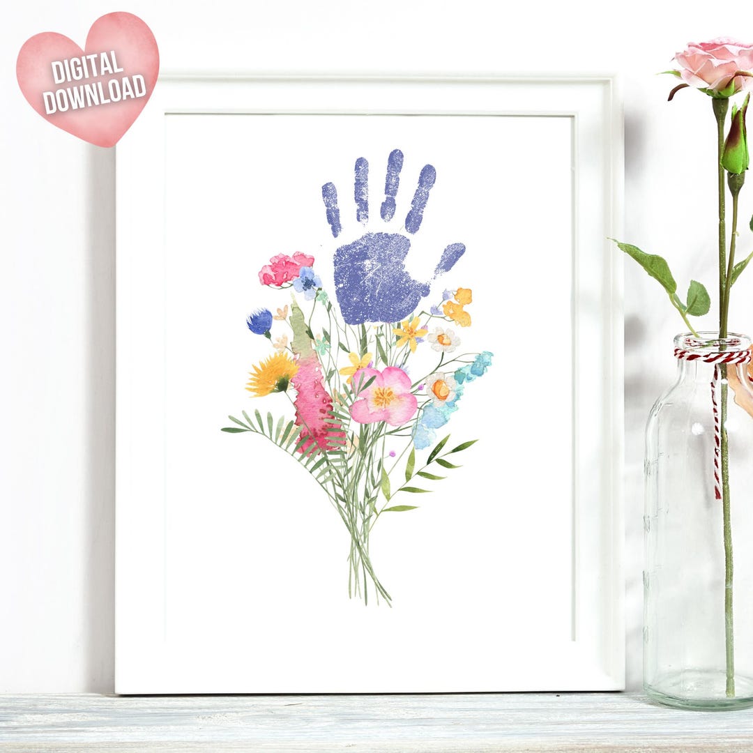 Floral Printable Handprint Craft | Handprint Art | Kids DIY Gift ...